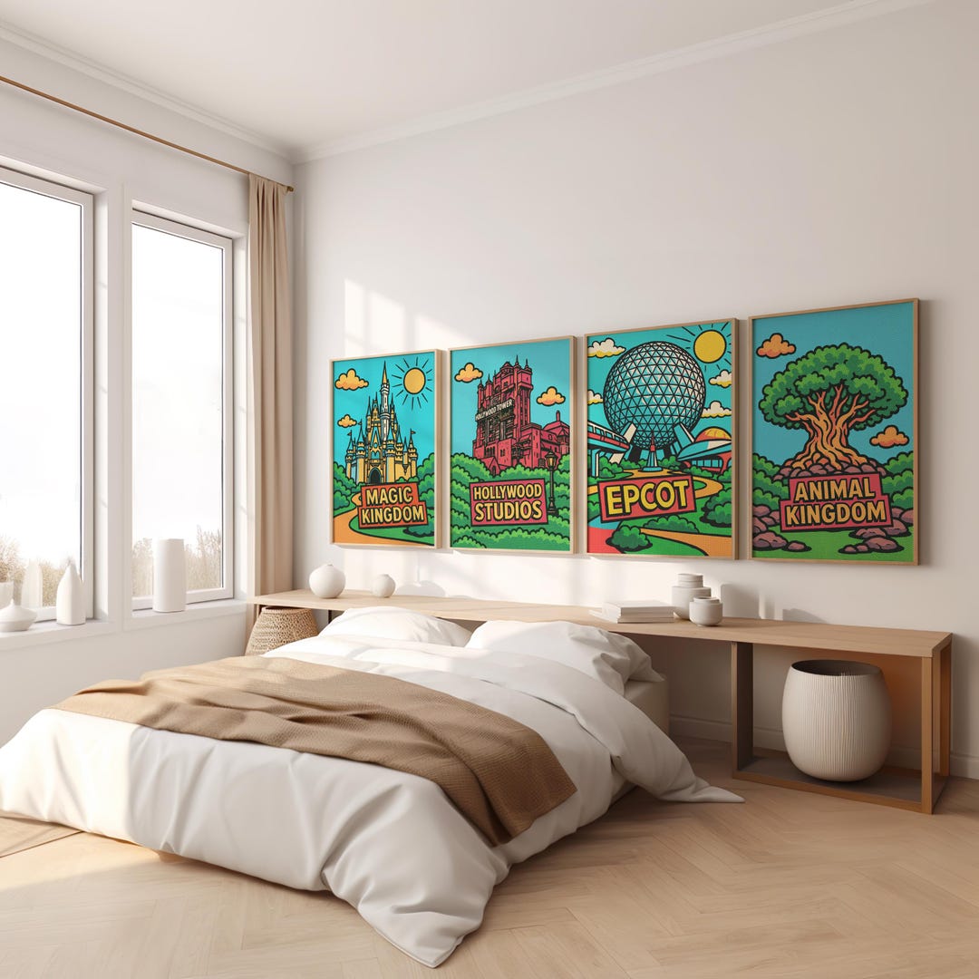 Colourful Illustrated Disney Prints, Disney World Prints, Illustrated ...