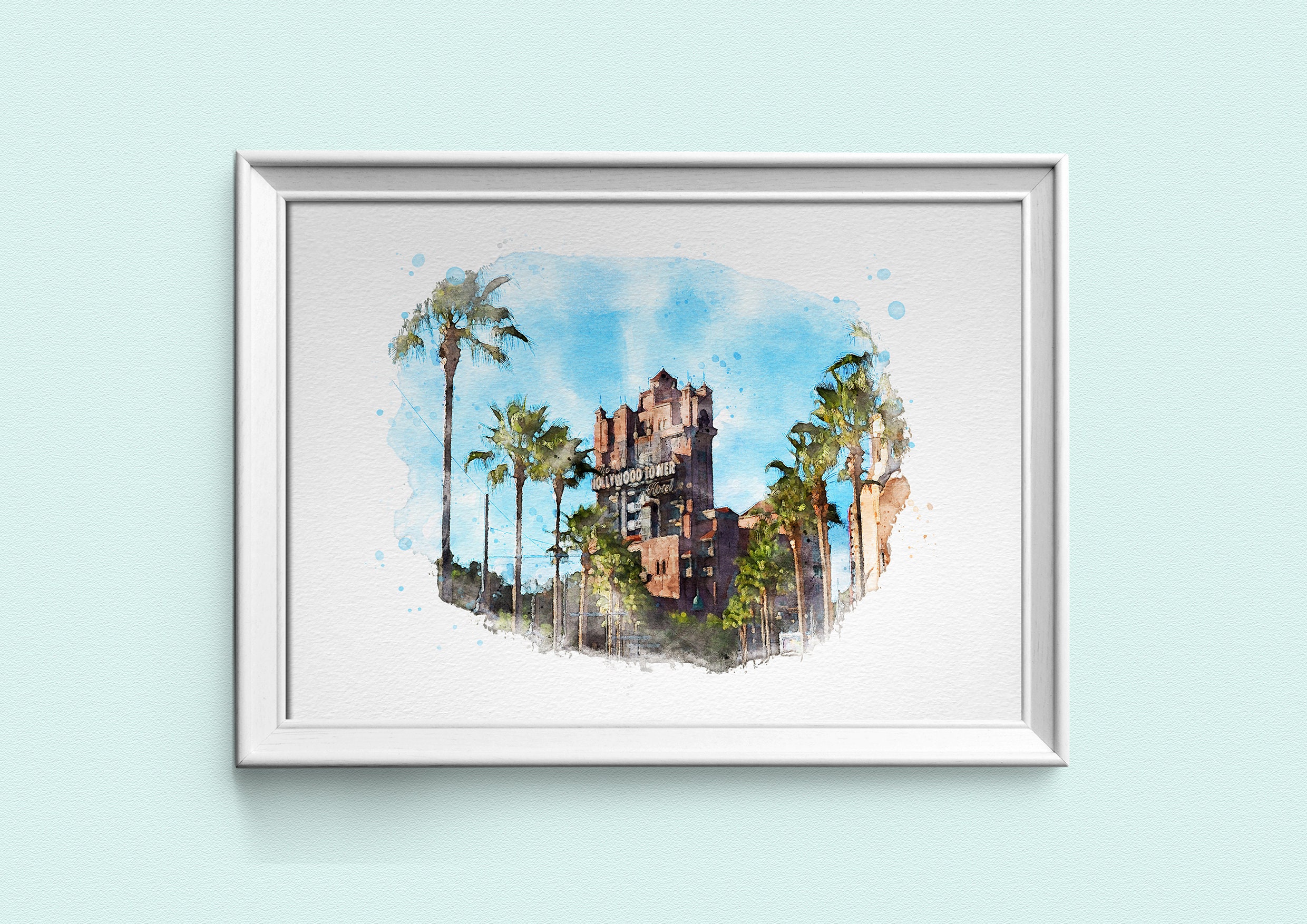 Walt Disney World Prints Set of Four Pastel Watercolour | Etsy