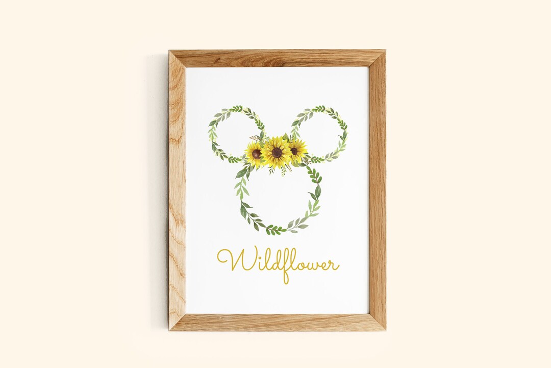 Disney Nursery Prints, Sunflower Mickey, Disney Prints, Wildflower ...