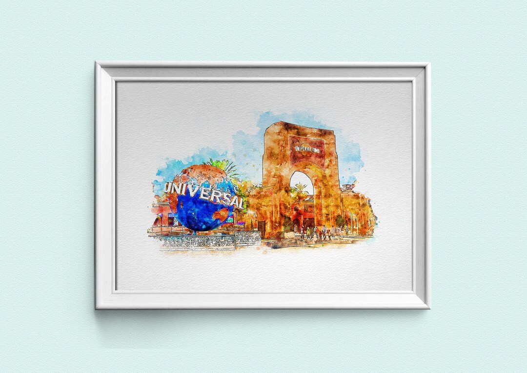 Universal Orlando, Watercolour Sketch Print, Universal Orlando Posters ...