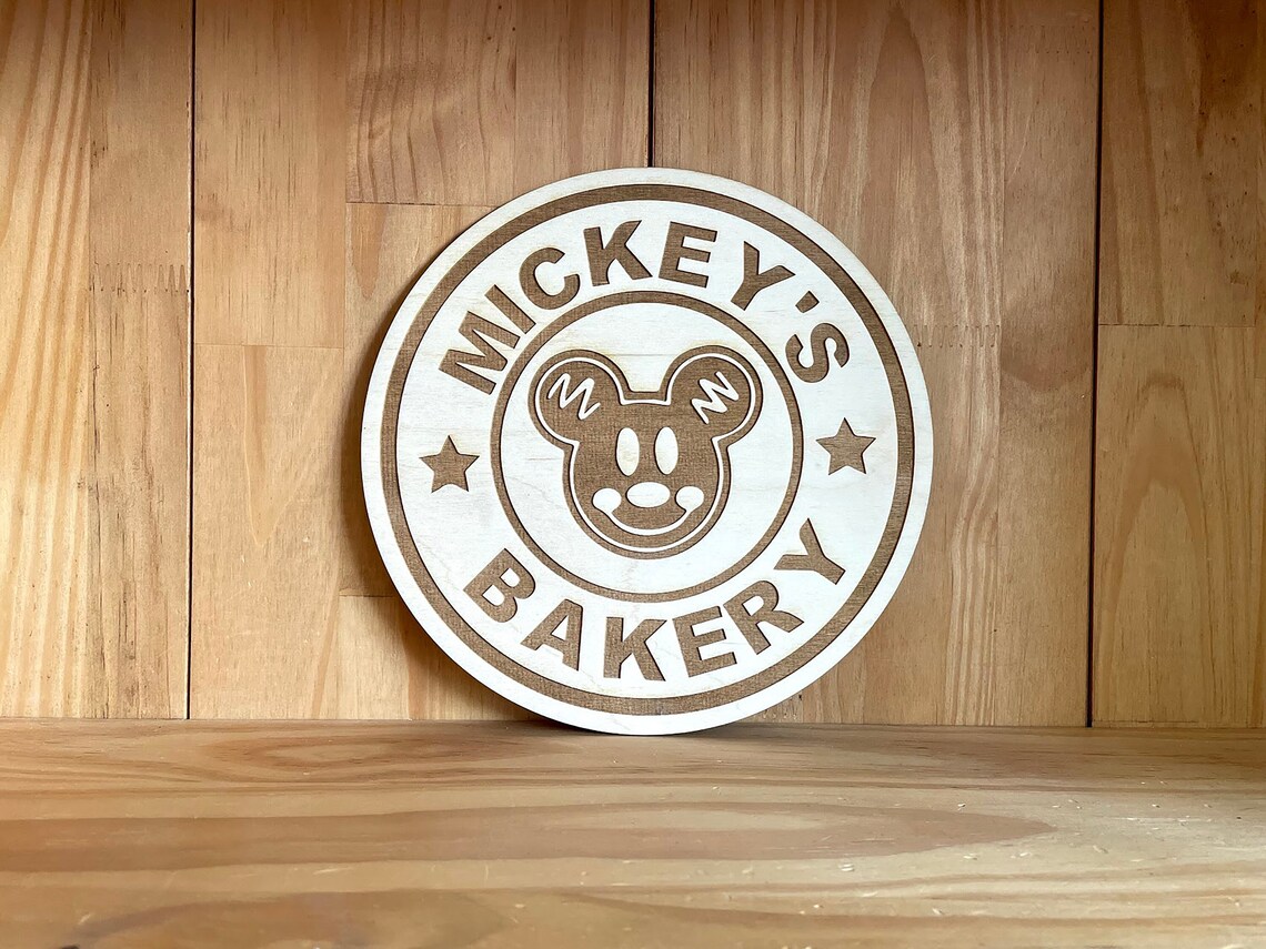 Mickey's Bakery Sign Engraved Wooden Plaque Kitchen - Etsy