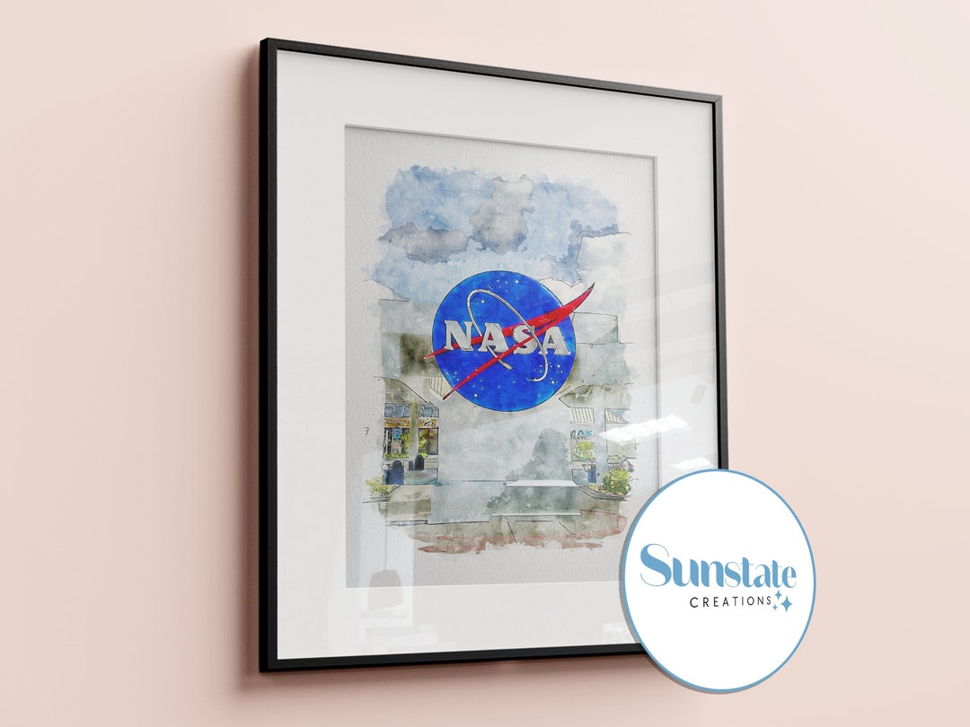 Kennedy Space Center, NASA Watercolour Sketch Print, Prints Available ...