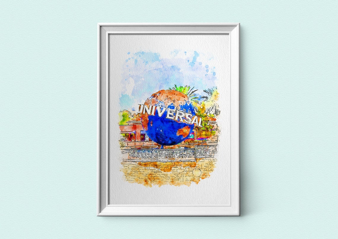 Universal Studios Globe Watercolour Sketch Print Universal | Etsy UK