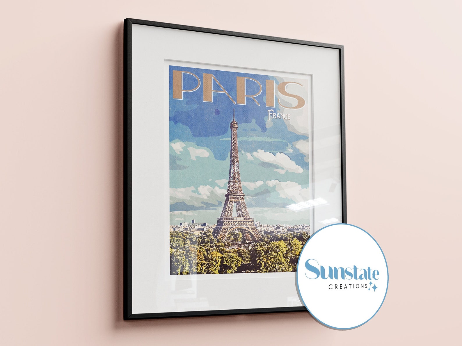 Paris Retro Poster Print, the Eiffel Tower, Vintage City Prints, Travel ...