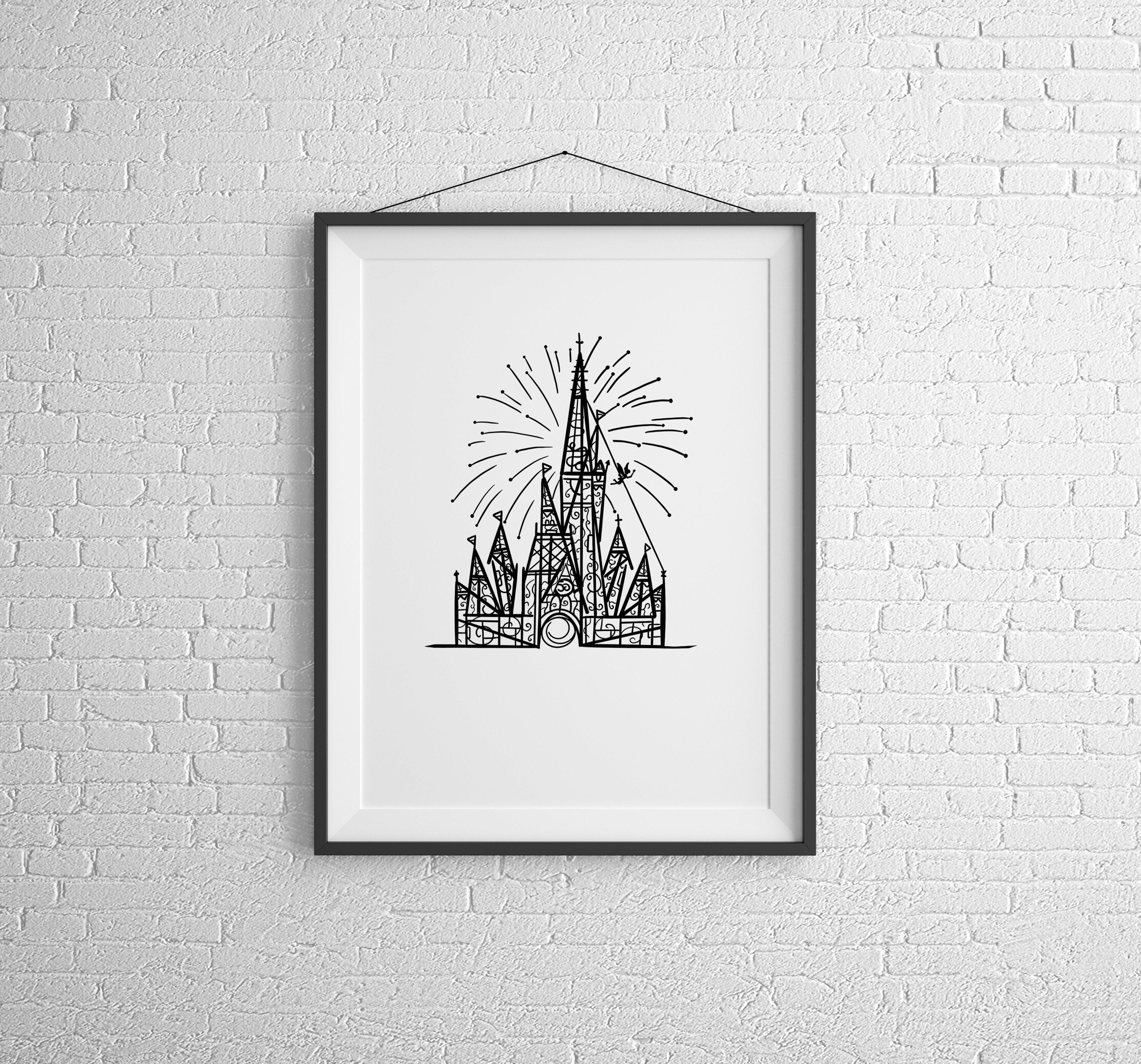 Happily Ever After, Disney Line Art Print, Disney Print, Disney World ...