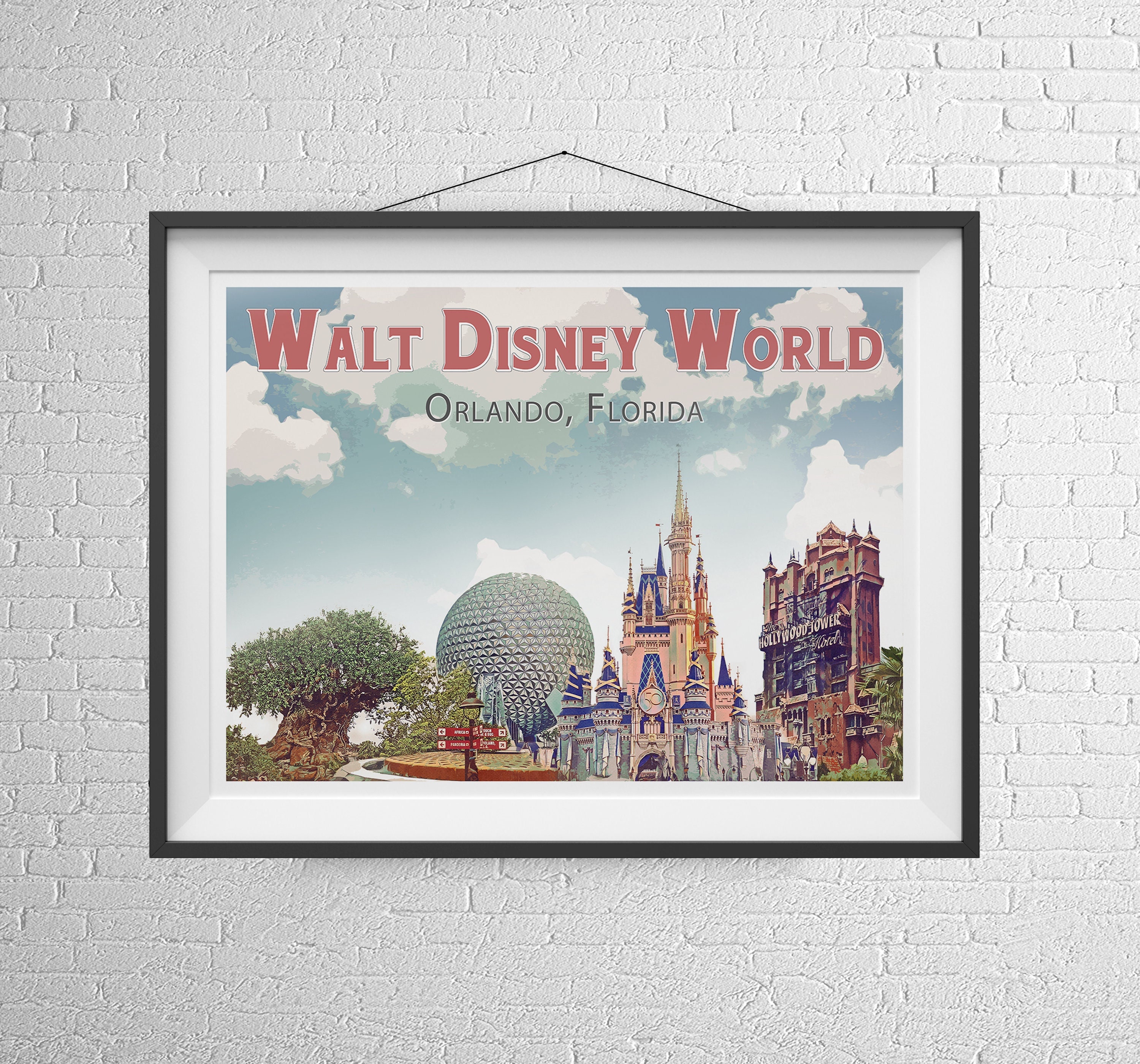 Walt Disney World Four Parks, Retro Disney Poster, Retro Disney Print ...