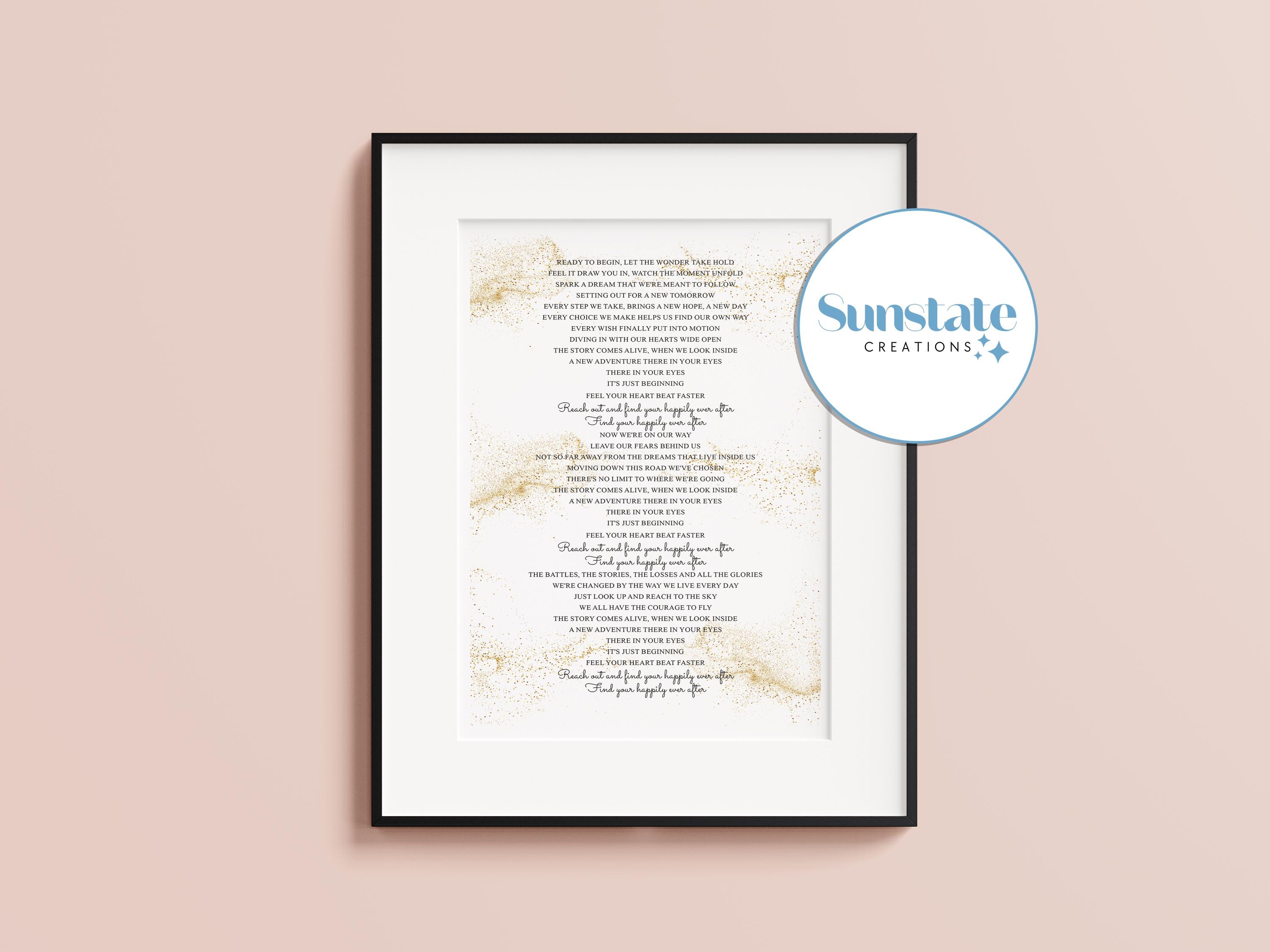 Happily Ever After Lyrics Prints, Disney World Prints, Disney Songs ...