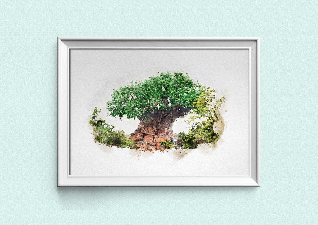 Disney's Tree of Life, Pastel Watercolour Print, Animal Kingdom, Walt ...