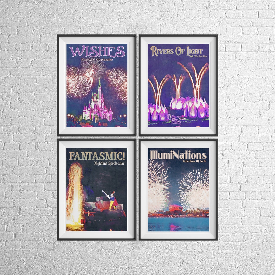 Walt Disney World Retro Posters, Retro Disney Prints, Nighttime ...