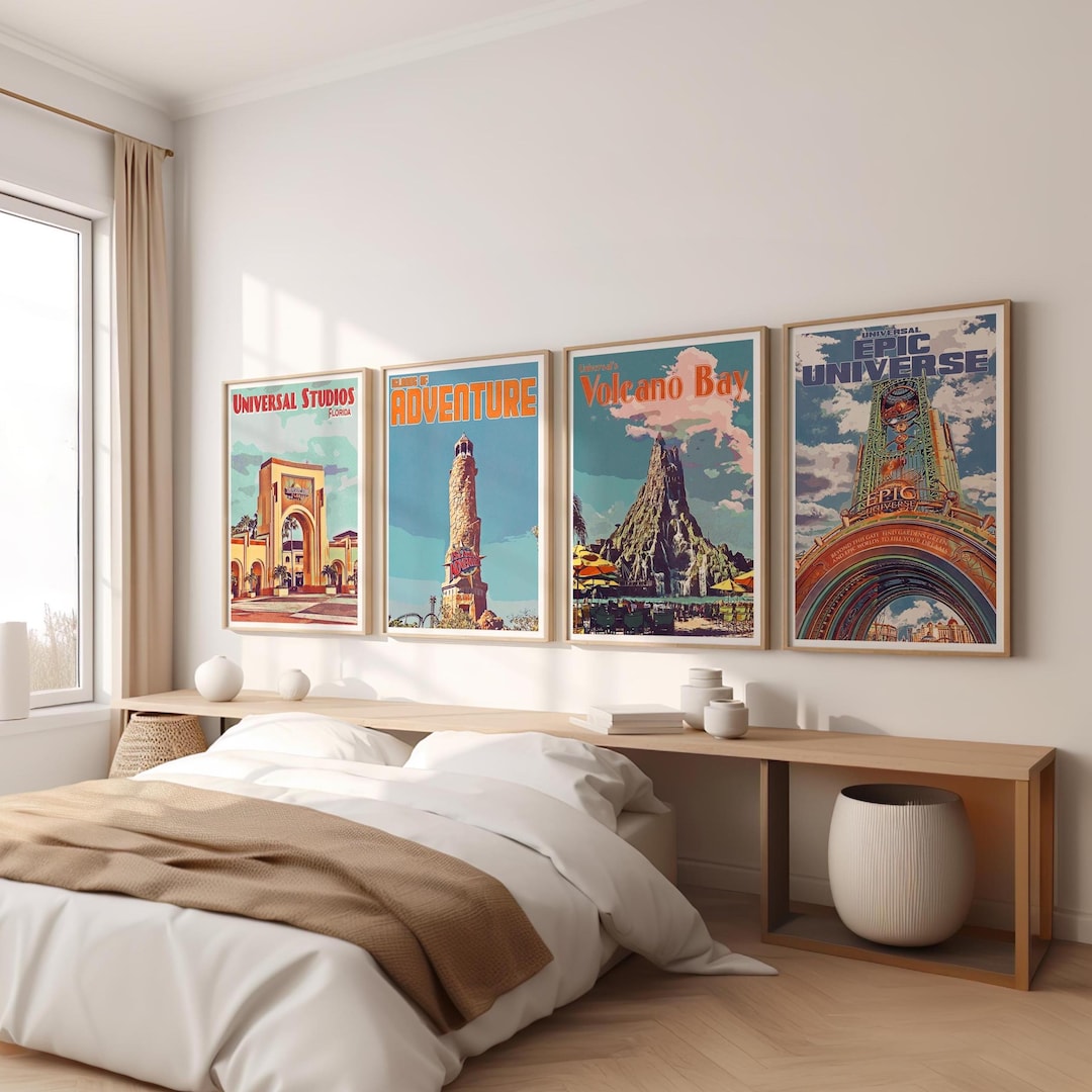 Universal Orlando Retro Poster Prints Set, Universal Park Icon Posters ...