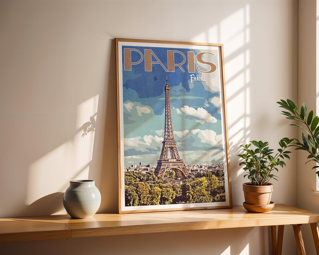Paris Retro Poster Print, the Eiffel Tower, Vintage City Prints, Travel ...