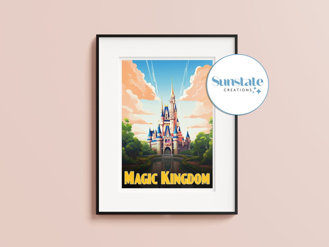 Retro Magic Kingdom, Disney Print, Disney Park Poster, Disney World ...