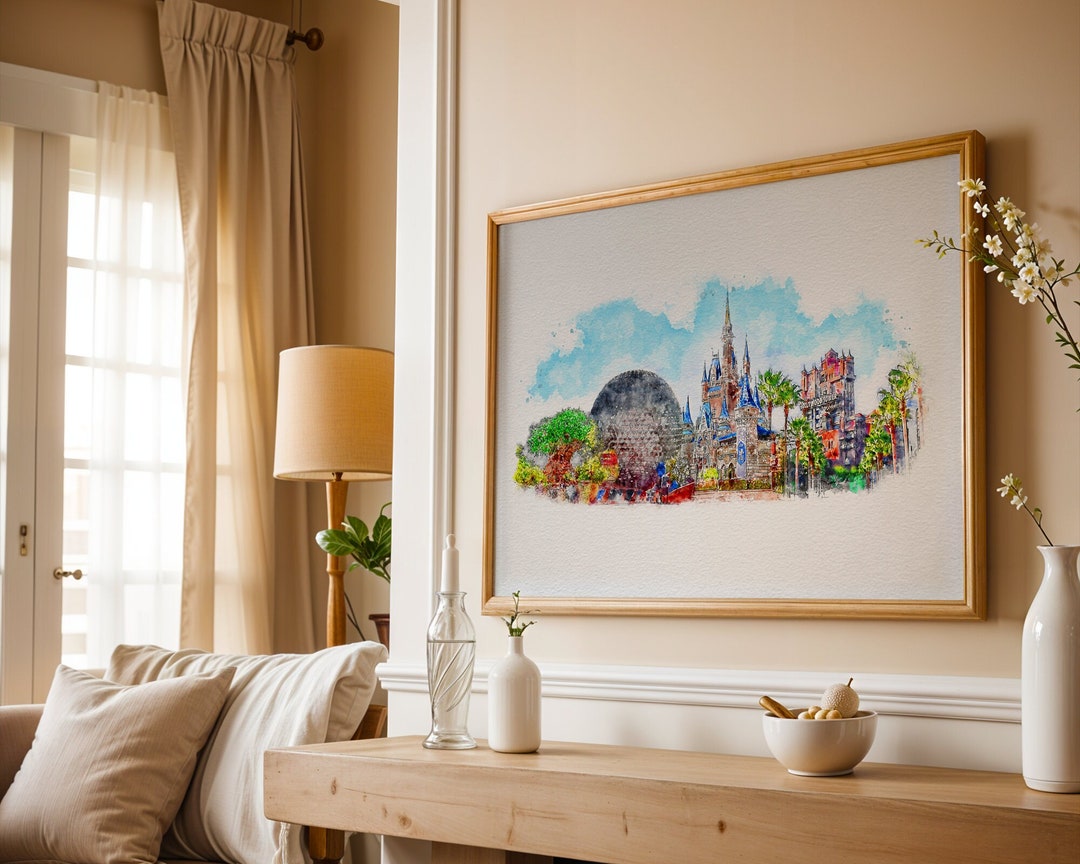 Disney Prints, Walt Disney World Prints, Four Parks Watercolour Print ...