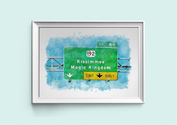 Walt Disney World Watercolour Print US Highway 192 Road Sign | Etsy