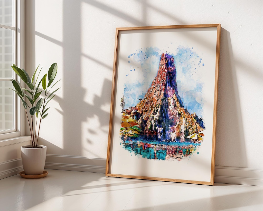 Volcano Bay Watercolour Sketch Print, Universal Orlando Park Icon ...