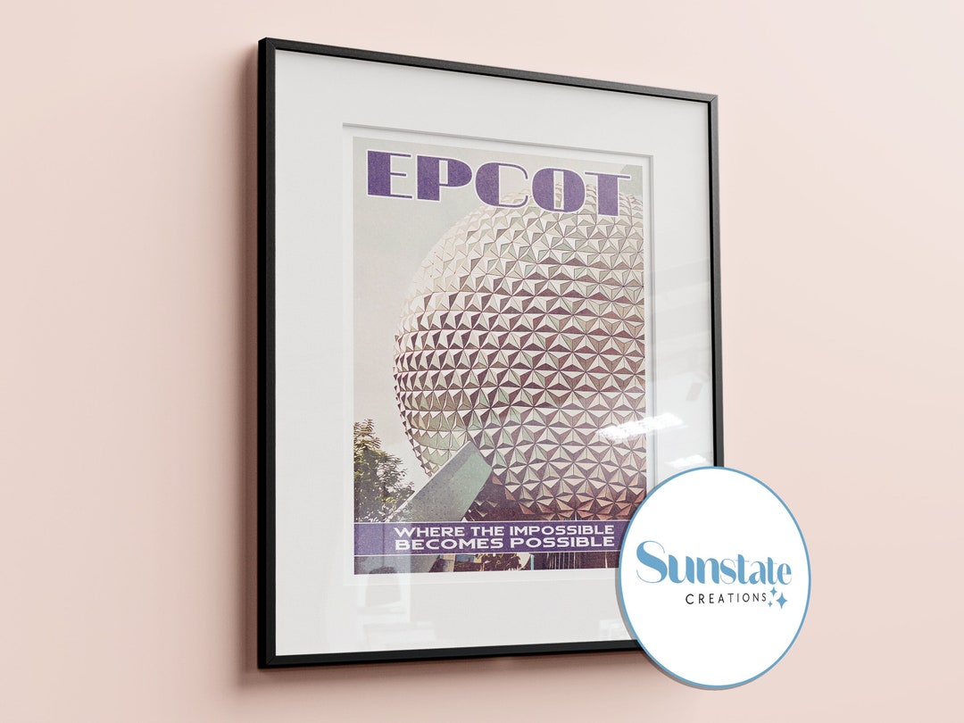 Epcot, Retro Disney Print, Disney Poster, Spaceship Earth, Walt Disney ...