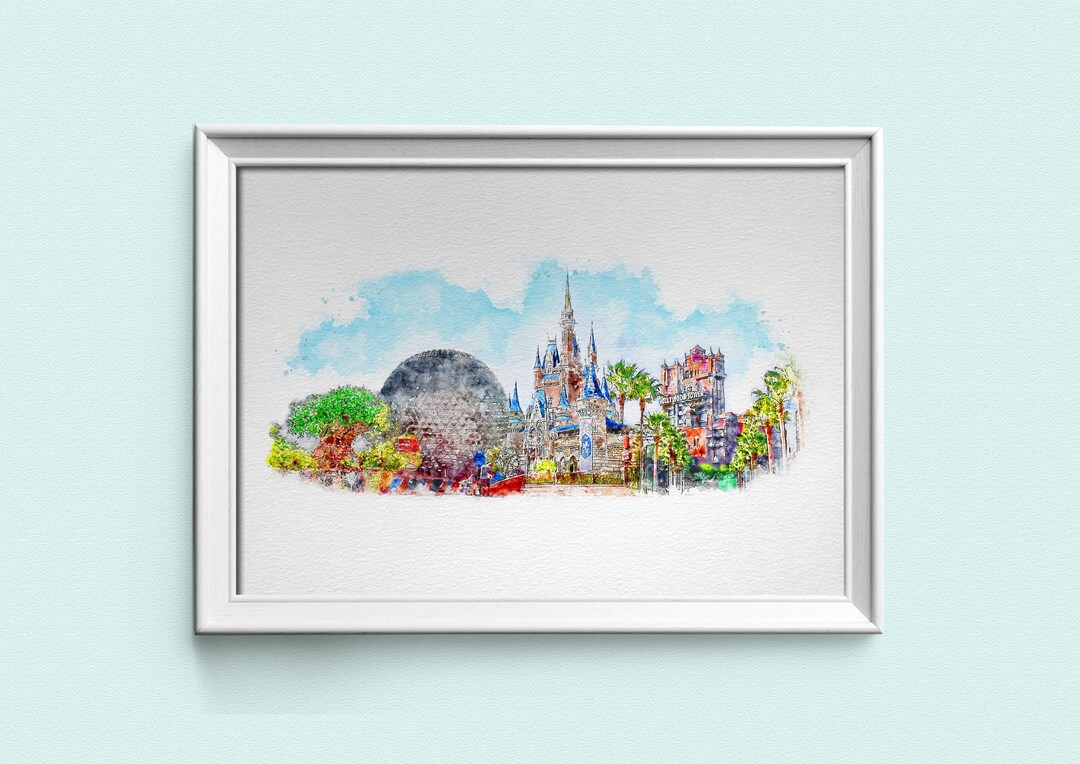 Disney Prints, Walt Disney World Prints, Four Parks Watercolour Print ...