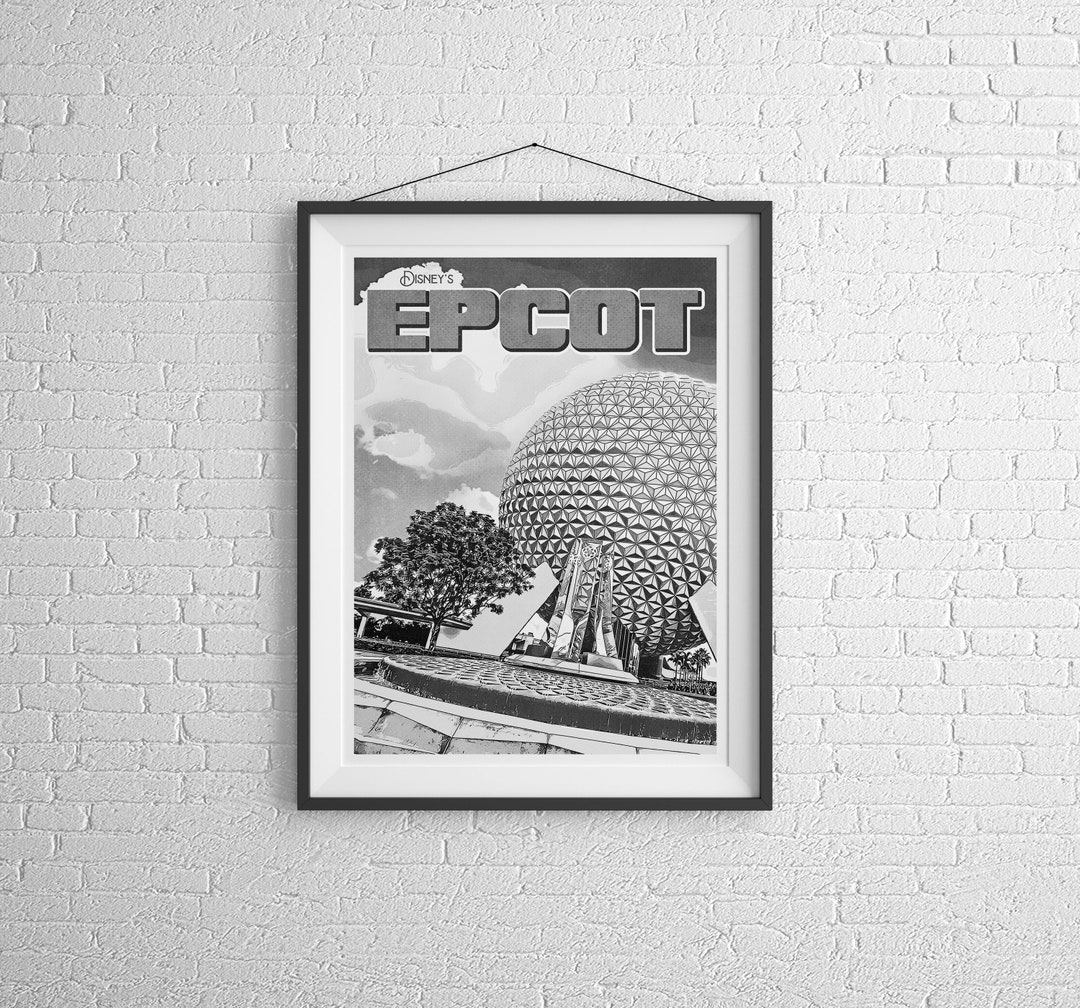 Epcot, Retro Disney Poster, Spaceship Earth, Disney Print, Black ...