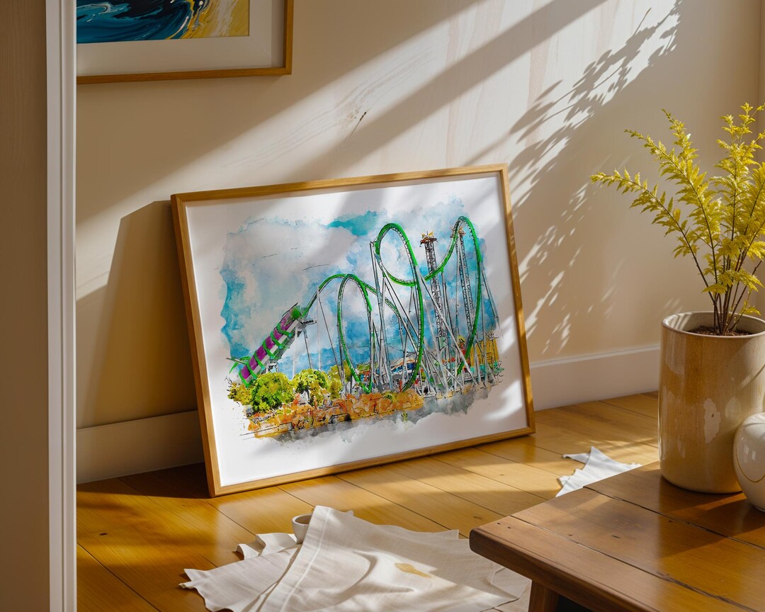 Incredible Hulk Roller Coaster Print, Watercolour Sketch, Universal ...