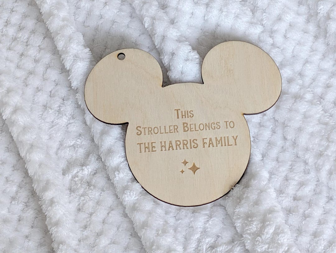 Wooden Mickey Mouse Stoller Name Tag, Wooden Plaque, Personalised ...