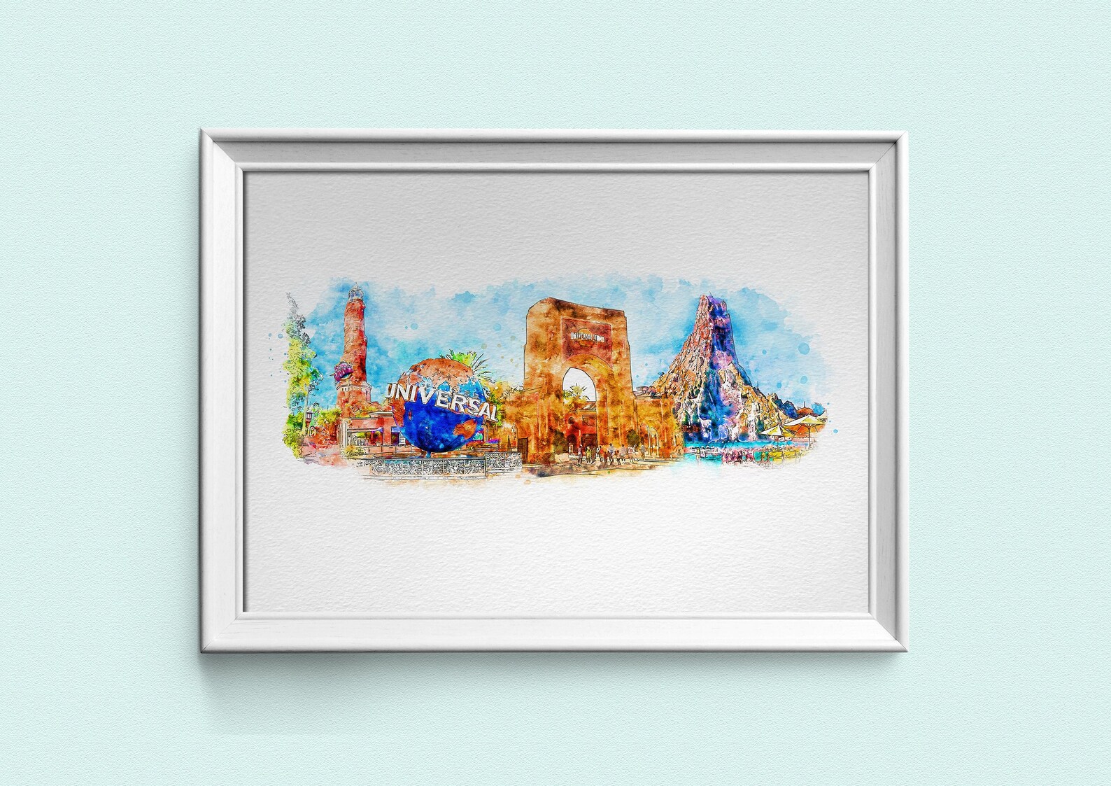 Universal Orlando Park Icons Watercolour Sketch Print - Etsy UK
