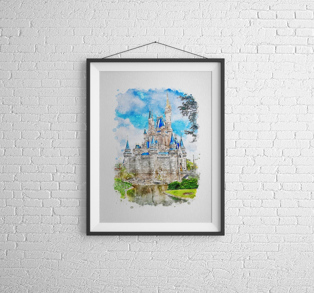 Cinderella Castle Watercolour Print Disney Print Disney - Etsy