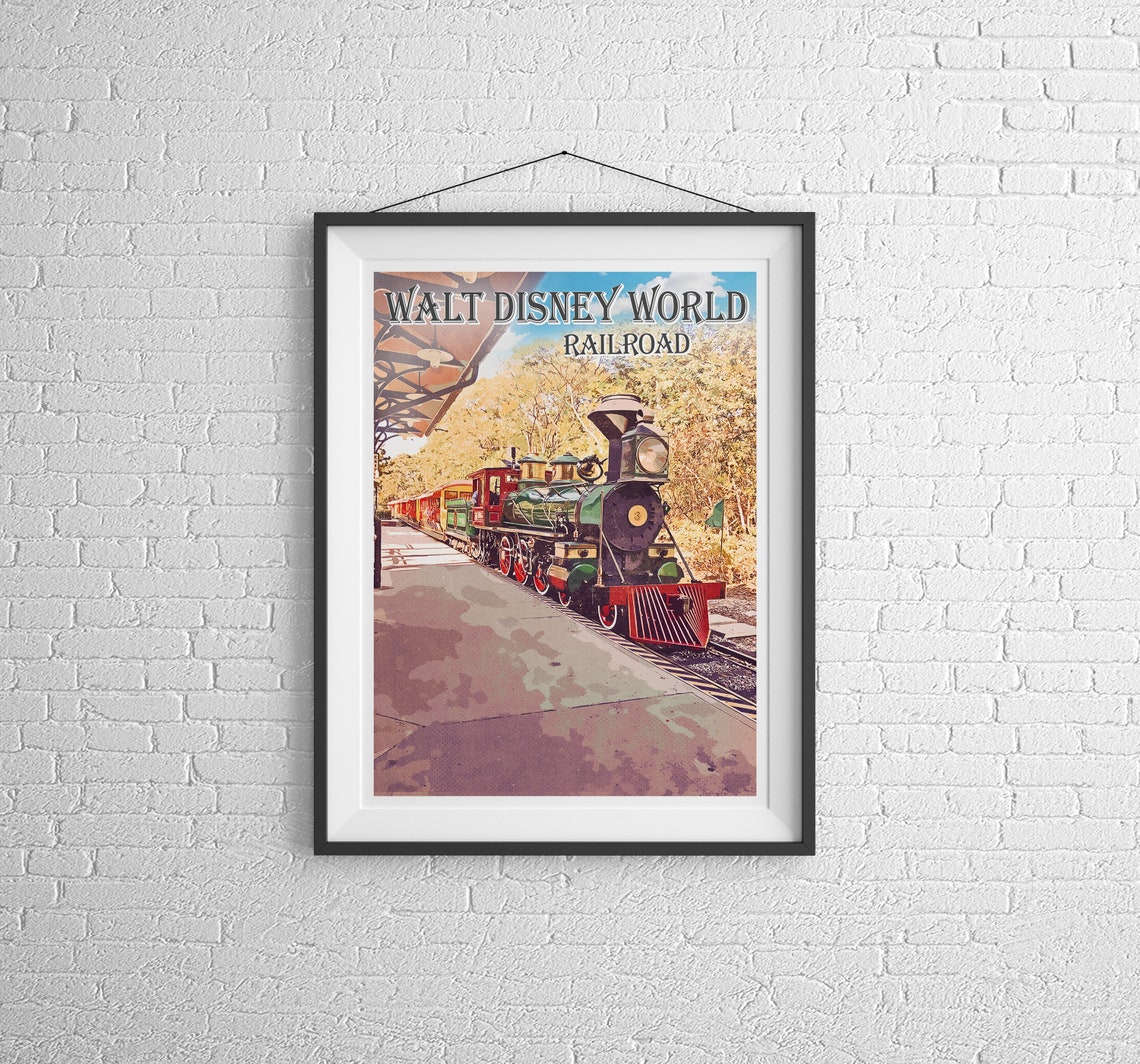Walt Disney World Railroad, Retro Disney Poster, Retro Disney Print ...