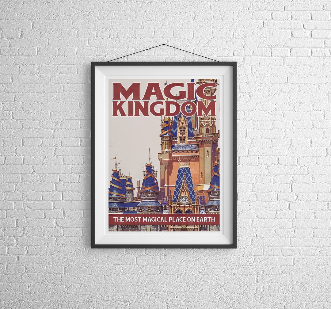 Magic Kingdom Retro Disney Poster, Disney Prints, Cinderella Castle ...