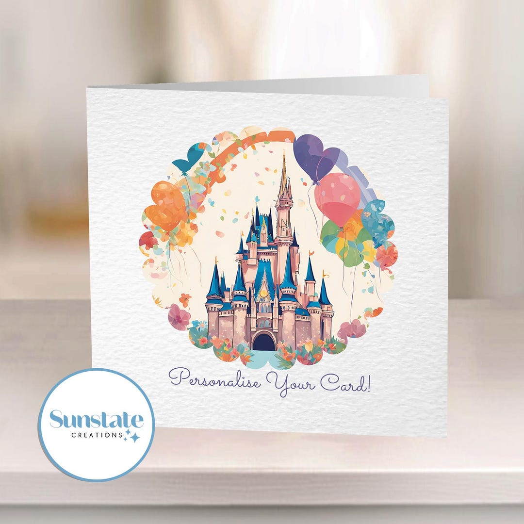 Castle Card, Personalised Card, Disney Cards, Anniversary Card, Disney ...
