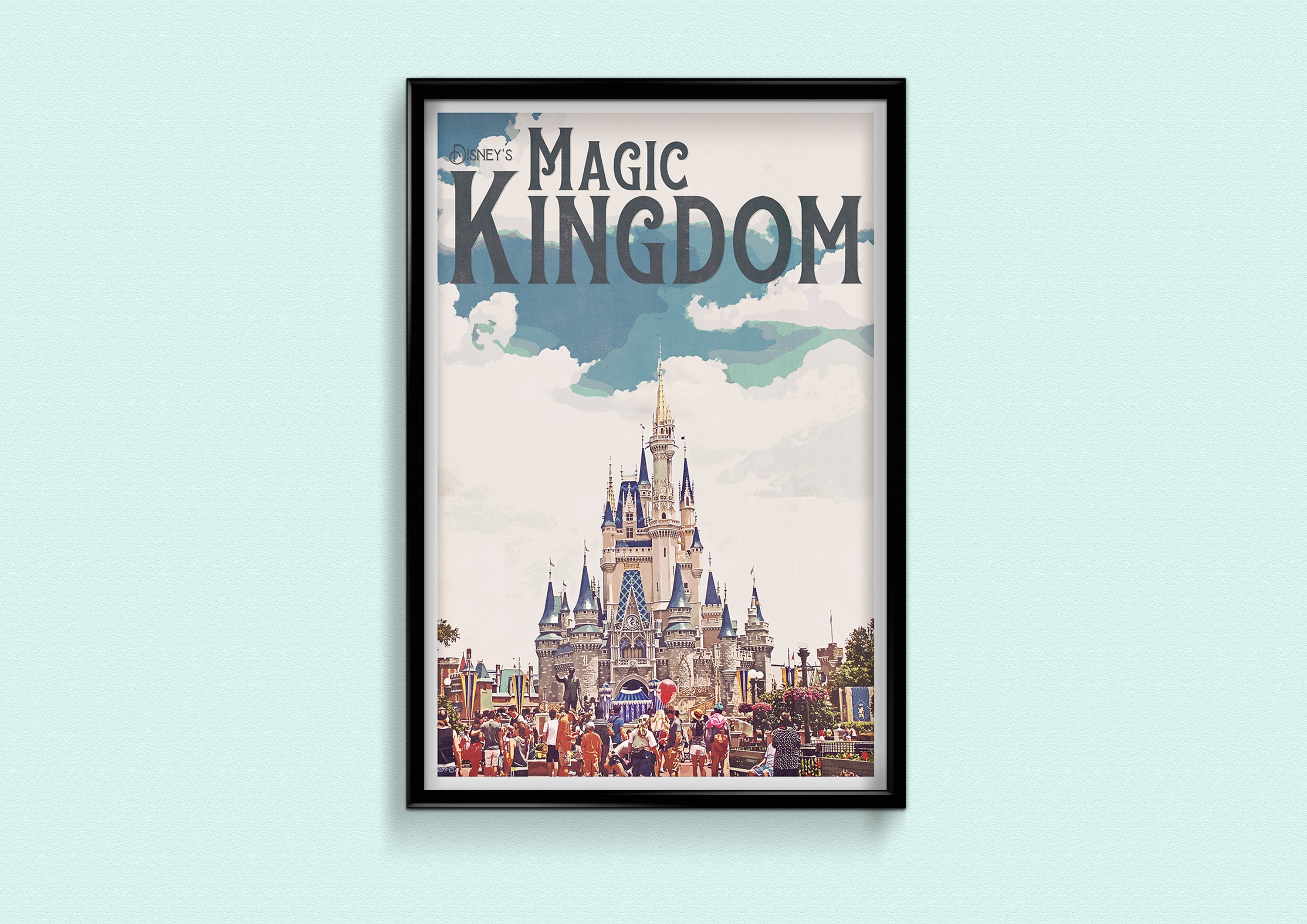Vintage Style Disney Prints Walt Disney World Magic Kingdom Fireworks ...