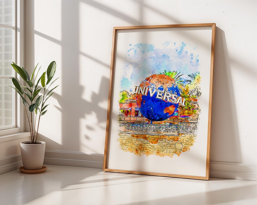 Universal Studios Globe Watercolour Print, Universal Orlando Park Icon ...