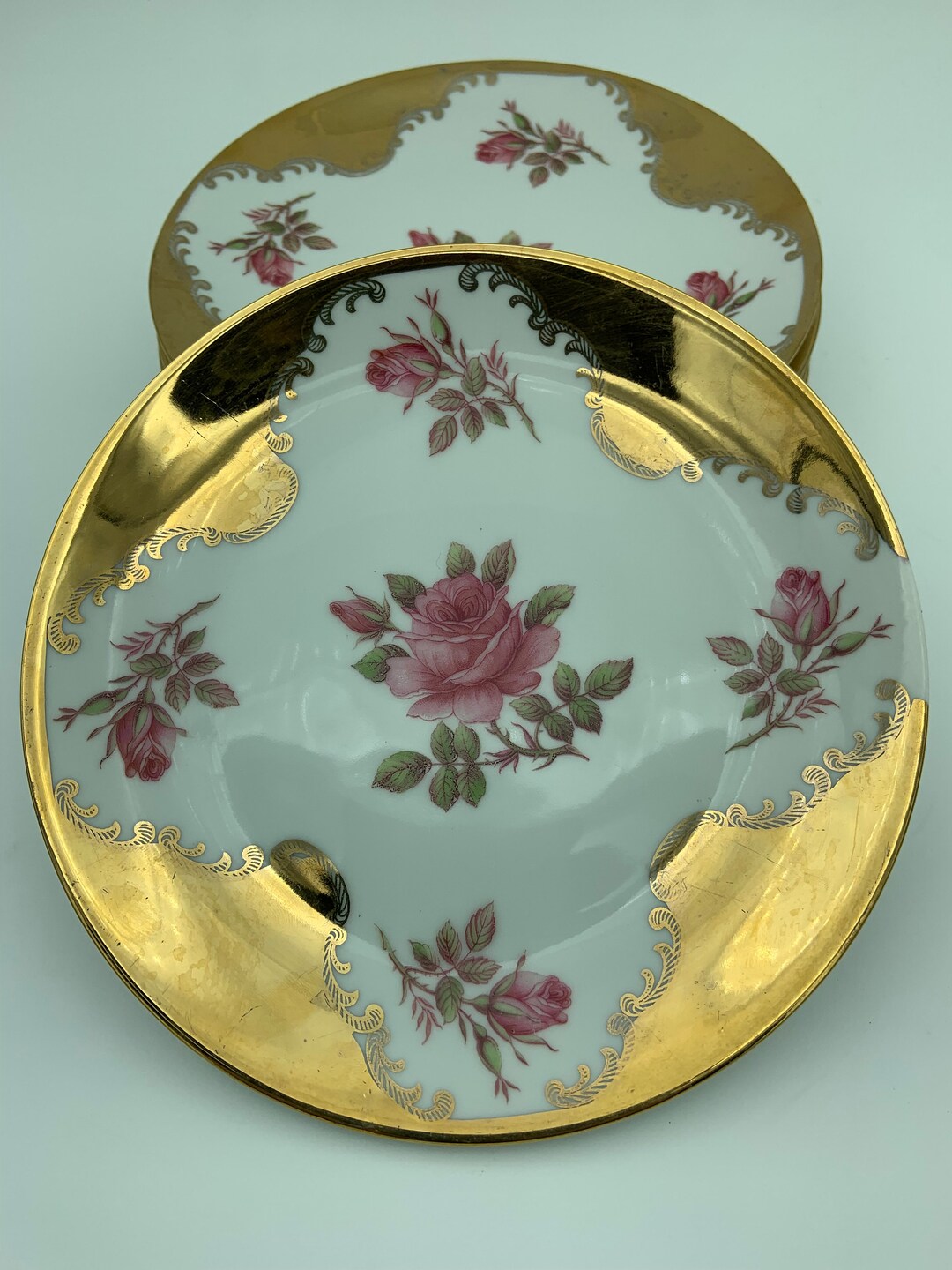 Vintage 6-piece Arzberg Bavaria Germany Pink Rose With Gold Gilt Trim ...