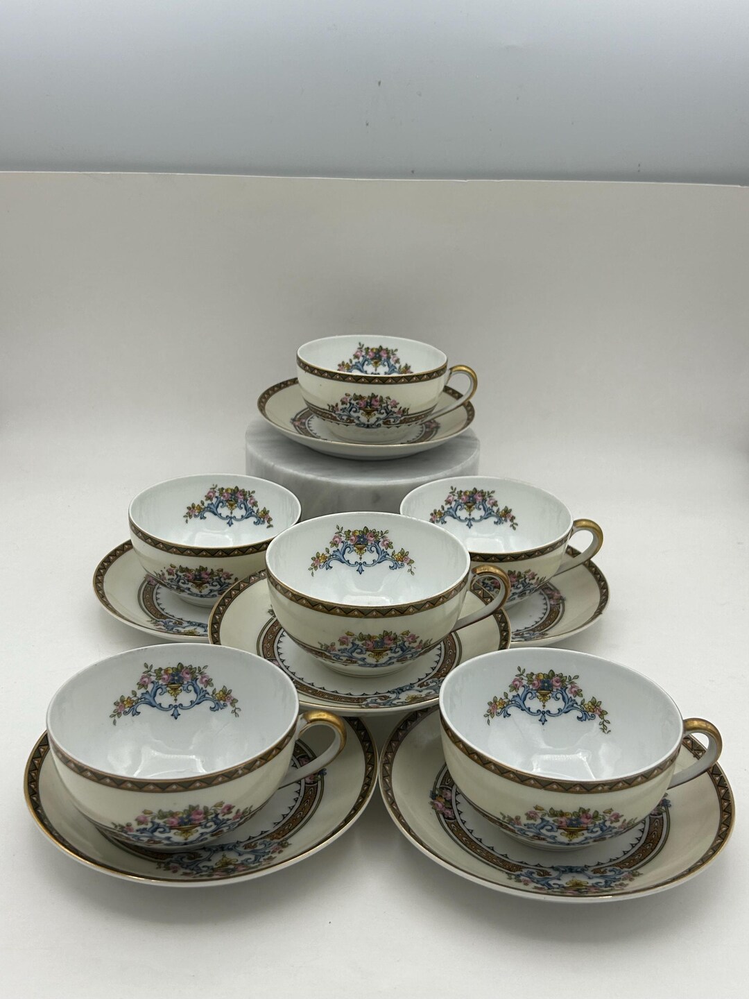 Vintage 12-piece Noritake "m" Morimura Japan Adonis Pattern 6oz Flat ...