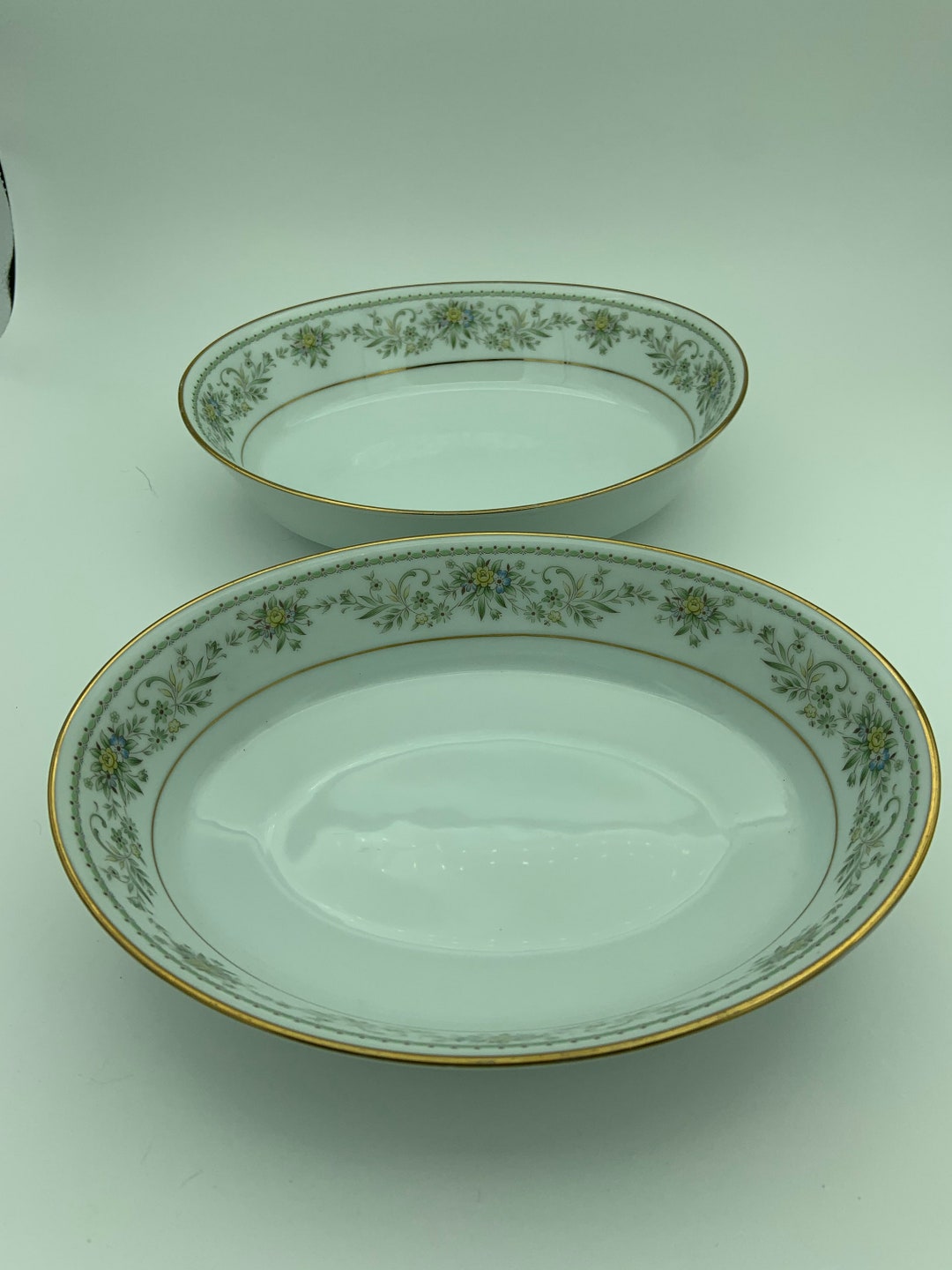 Set of Two Vintage Noritake Contemporary Fine China Green Hill Pattern ...