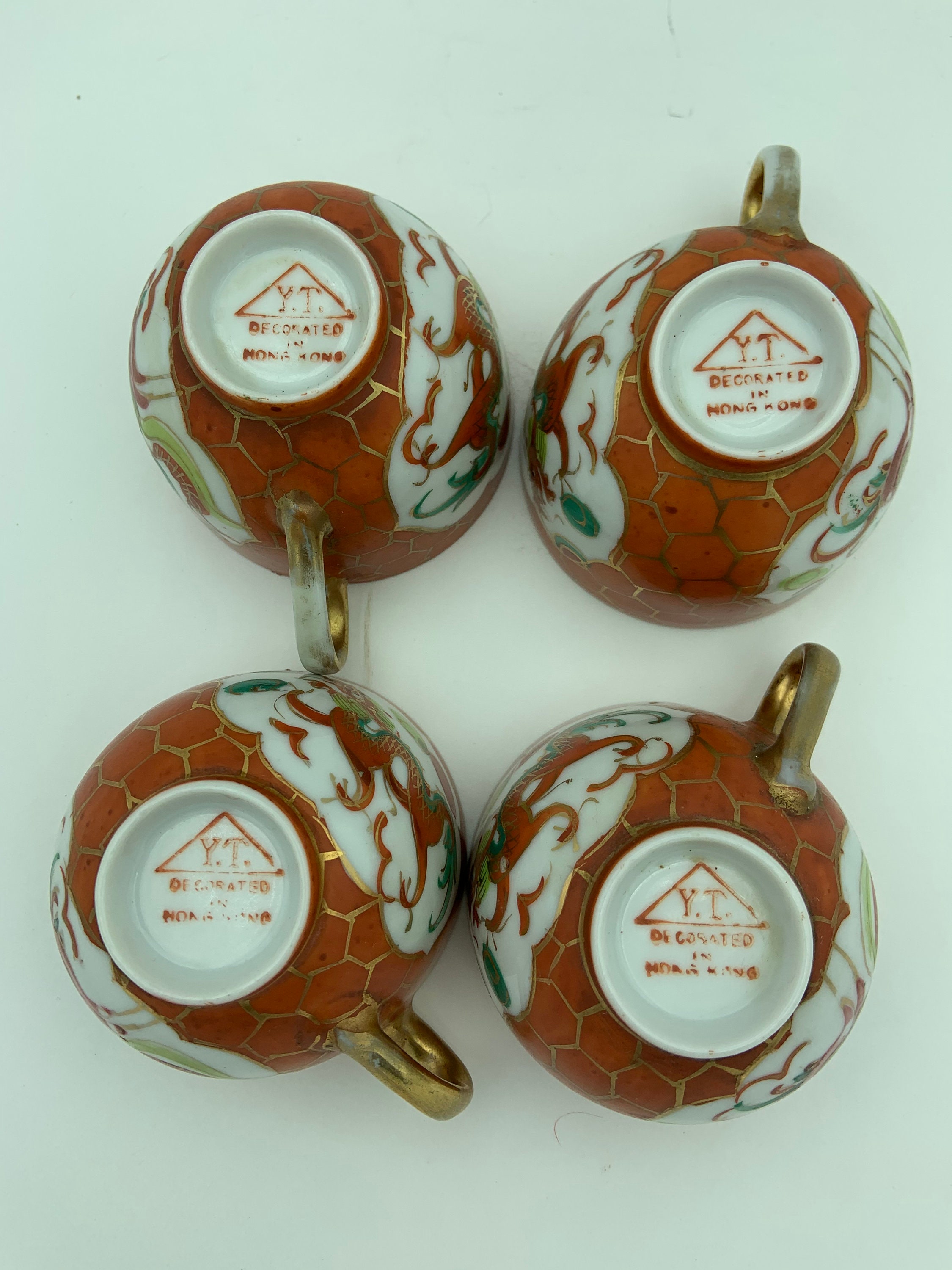 Vintage 5-piece YT Japanese Porcelain Ware Decorated in Hong Kong Asian ...