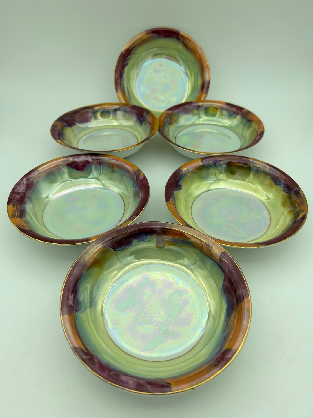 Set of Six Vintage White Block JLB Czechoslovakia Pattern WBL18 Retro ...