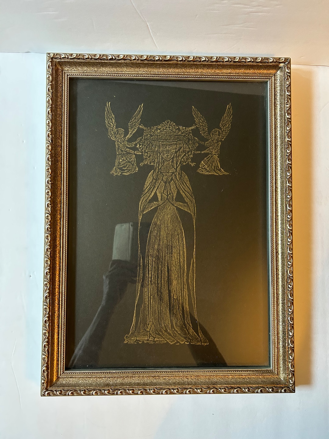 Vintage 1977 Framed 11 X 16 Reproduction Brass Rubbing Art Print ...