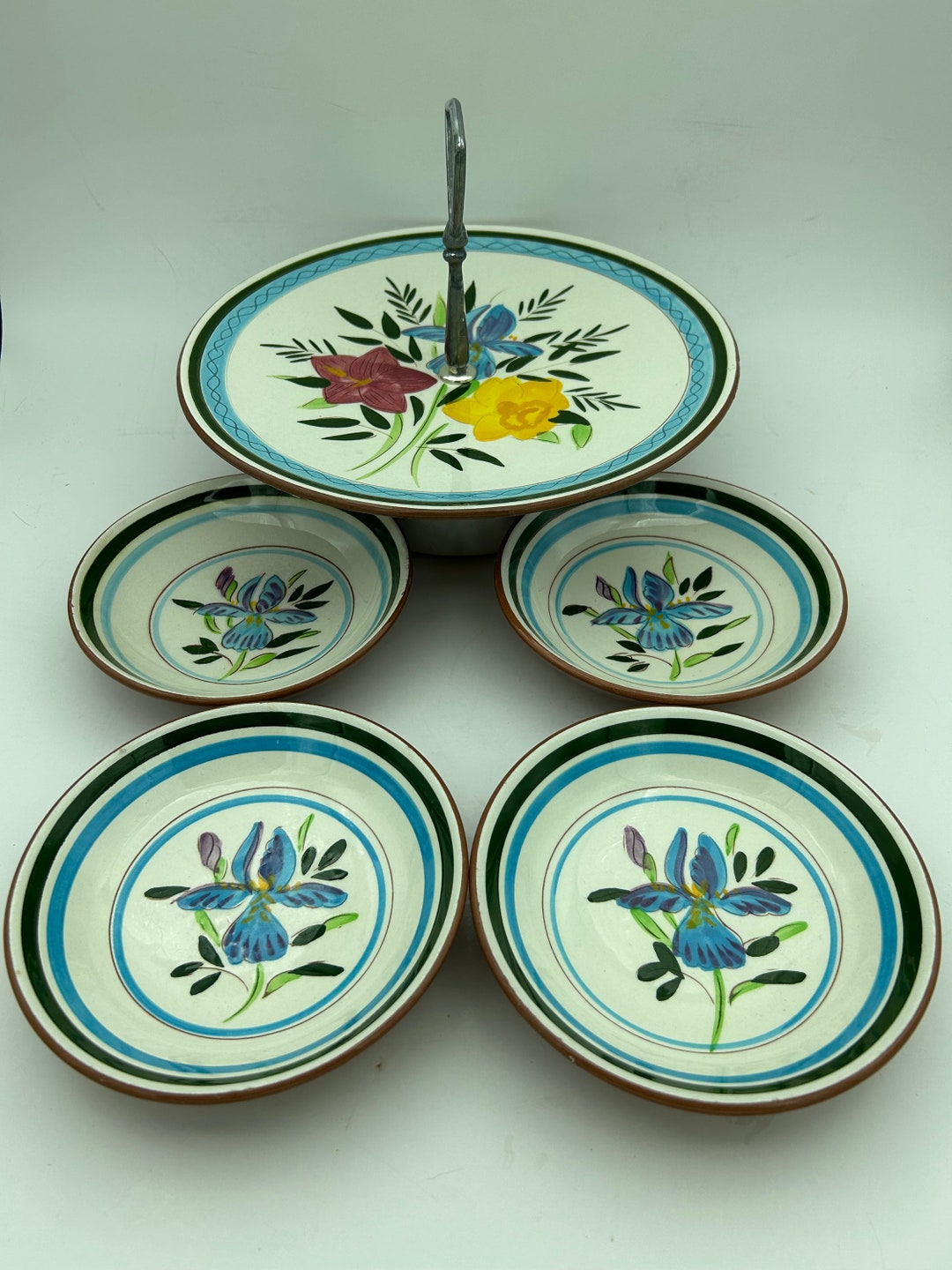Vintage 5-piece Set Hand Painted Stangl Pottery Country Garden Pattern ...