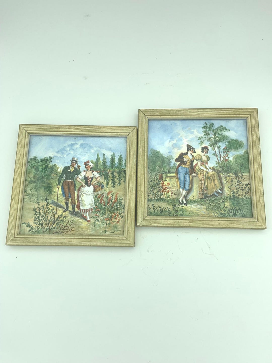 2 Vintage Baker China Studio Trenton, NJ Victorian Courting Couples ...