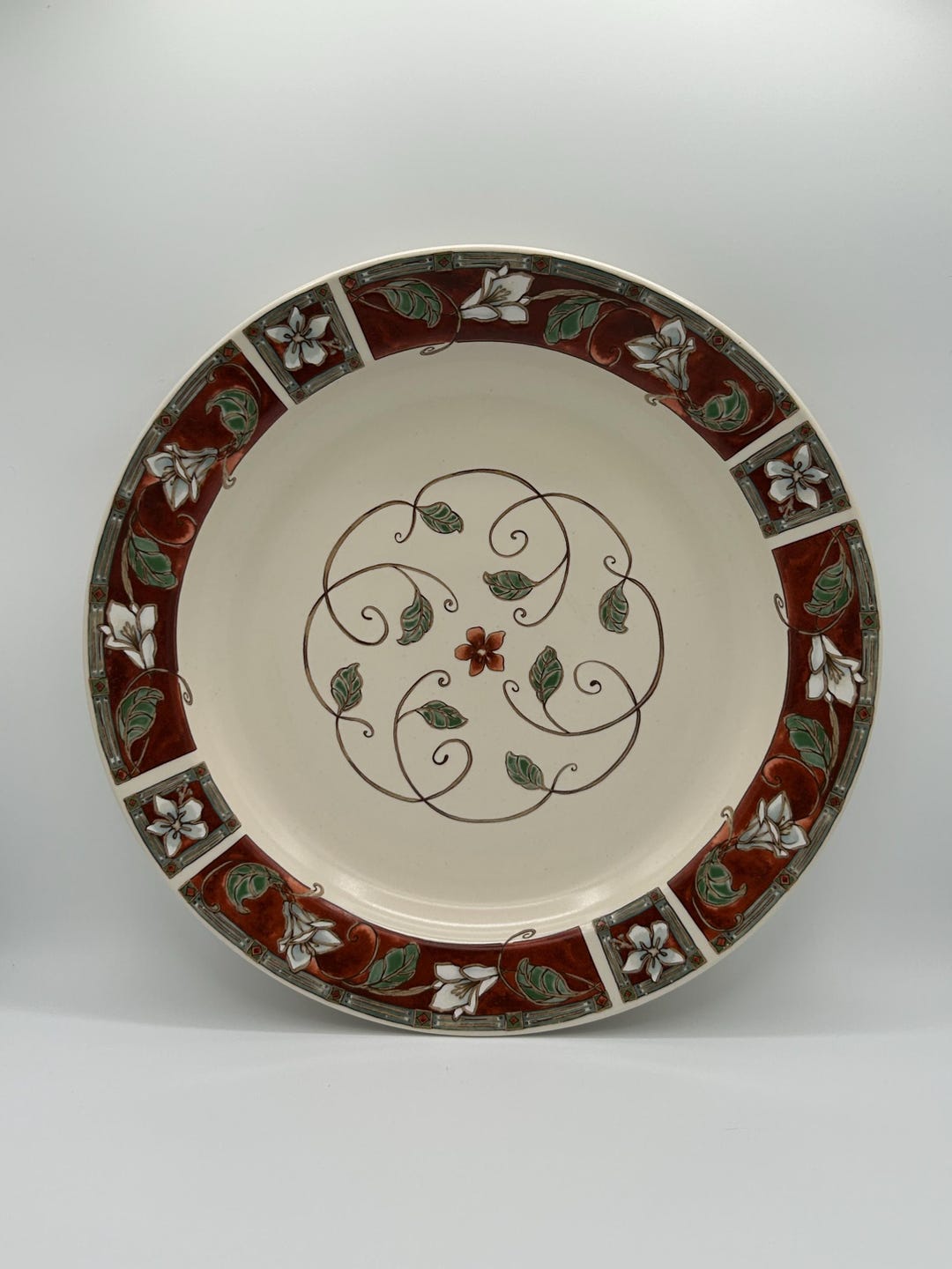 Vintage Pfaltzgraff USA Mission Flower Pattern Large 15" Round Rimmed ...