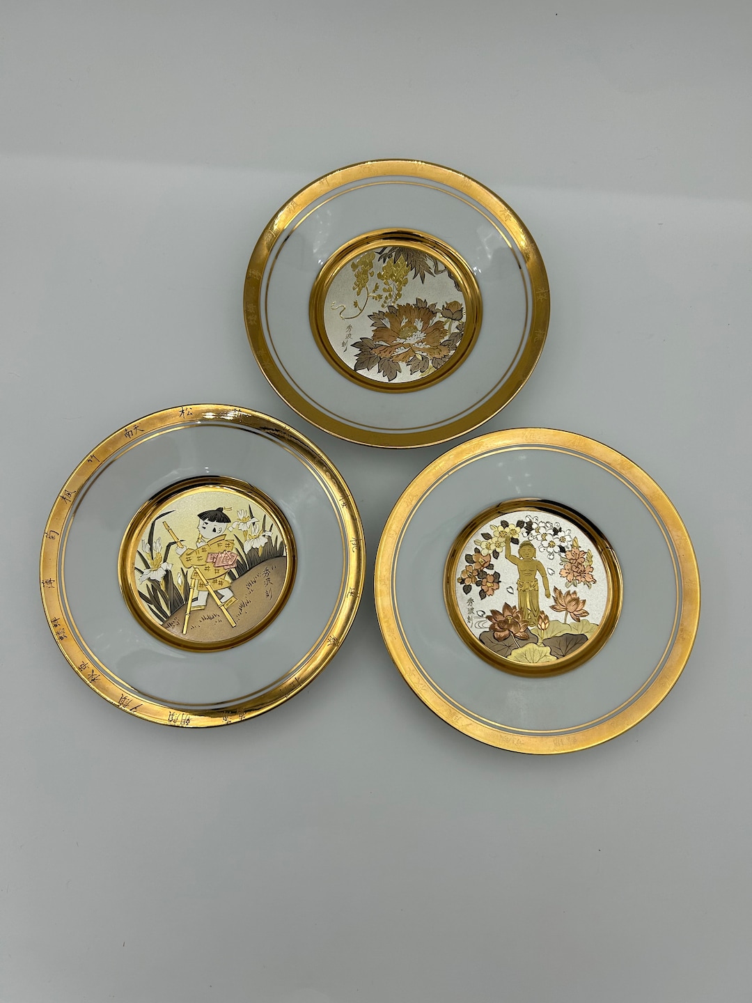 Vintage 3-piece Set Hamilton Collection the Japanese Floral Calendar ...