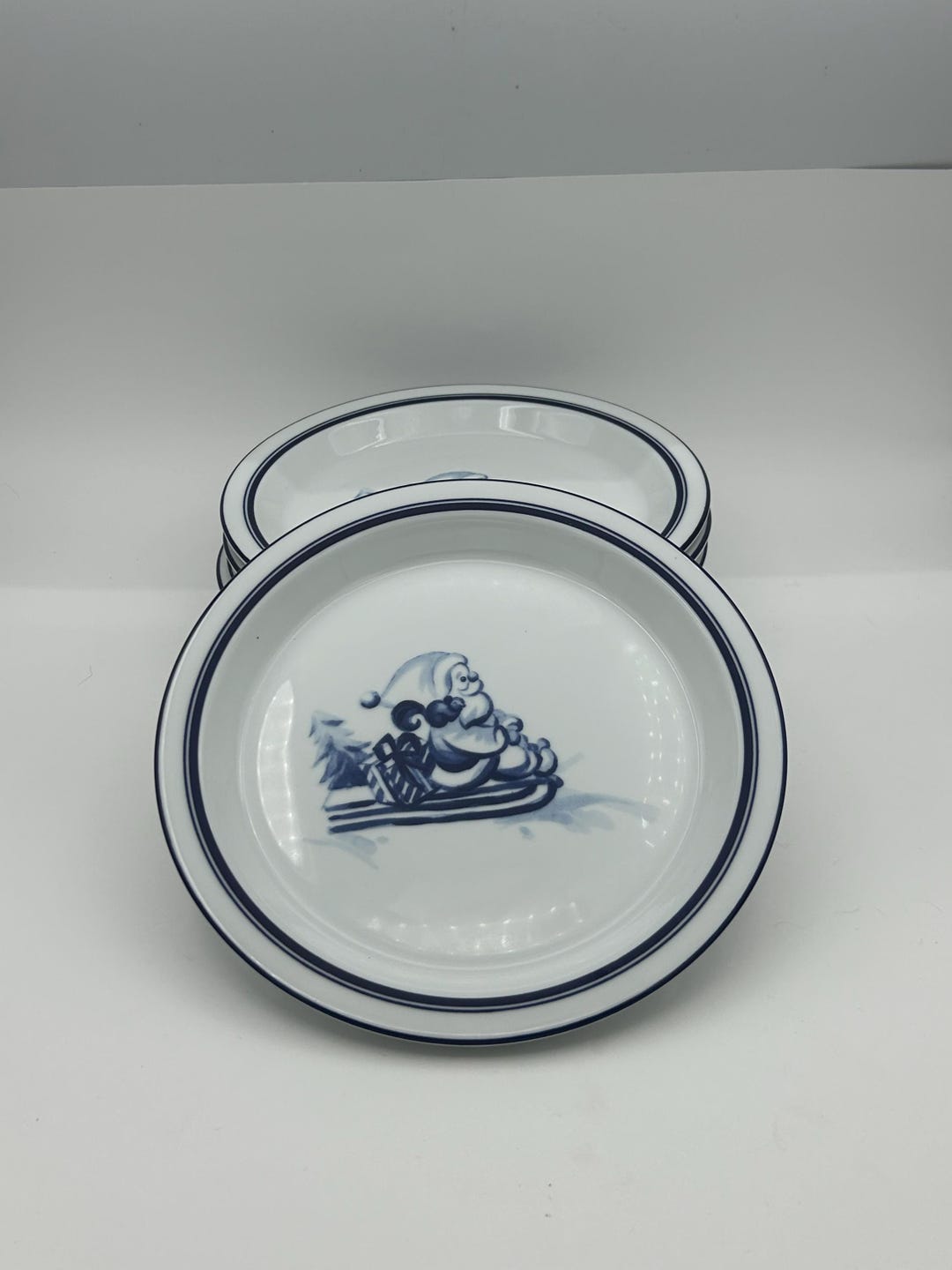 Set of Six Vintage Dansk Bistro Christmas Santa Claus on Sled Pattern ...