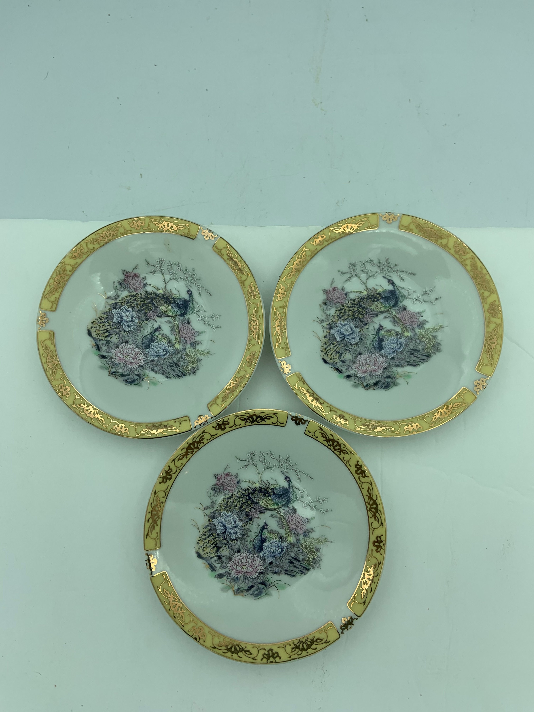 Set of 3 Vintage Asian H. Ito Hishisei Best Porcelain Peacock - Etsy
