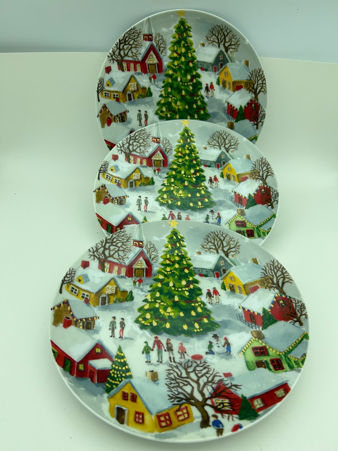 Set of Three Pottery Barn Winter Village Christmas Tree - Etsy