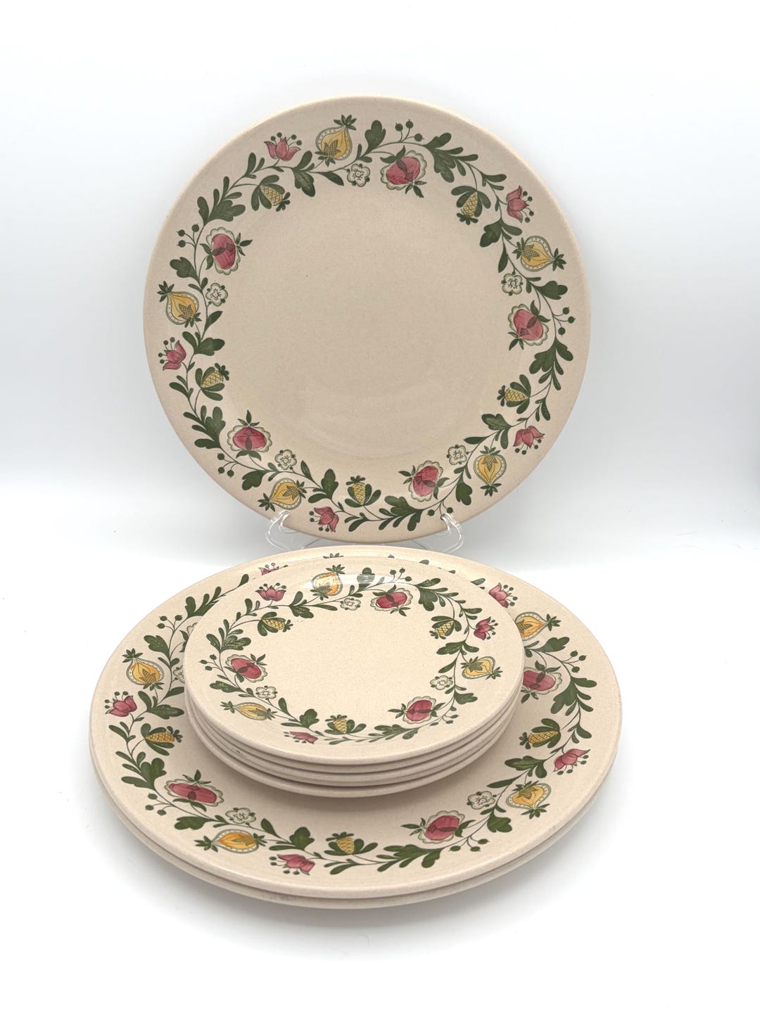 Vintage 8-piece Johnson Bros England Old Granite Gretchen Green Pattern ...