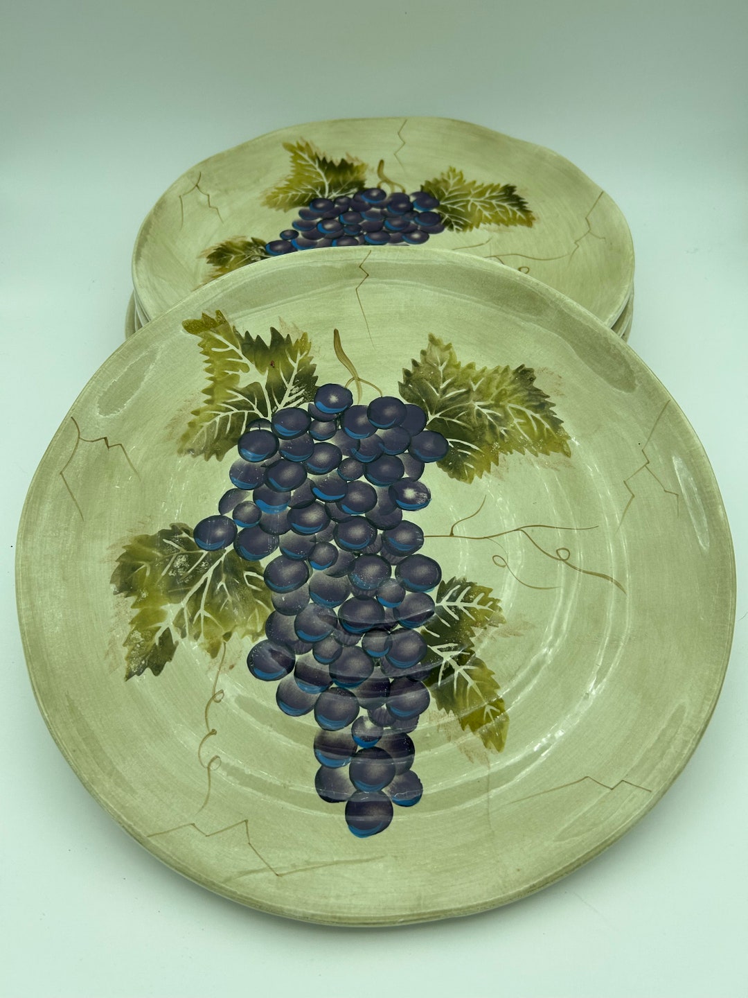 Set of Five Tabletops Unlimited Hand Painted Collection Cabernet ...