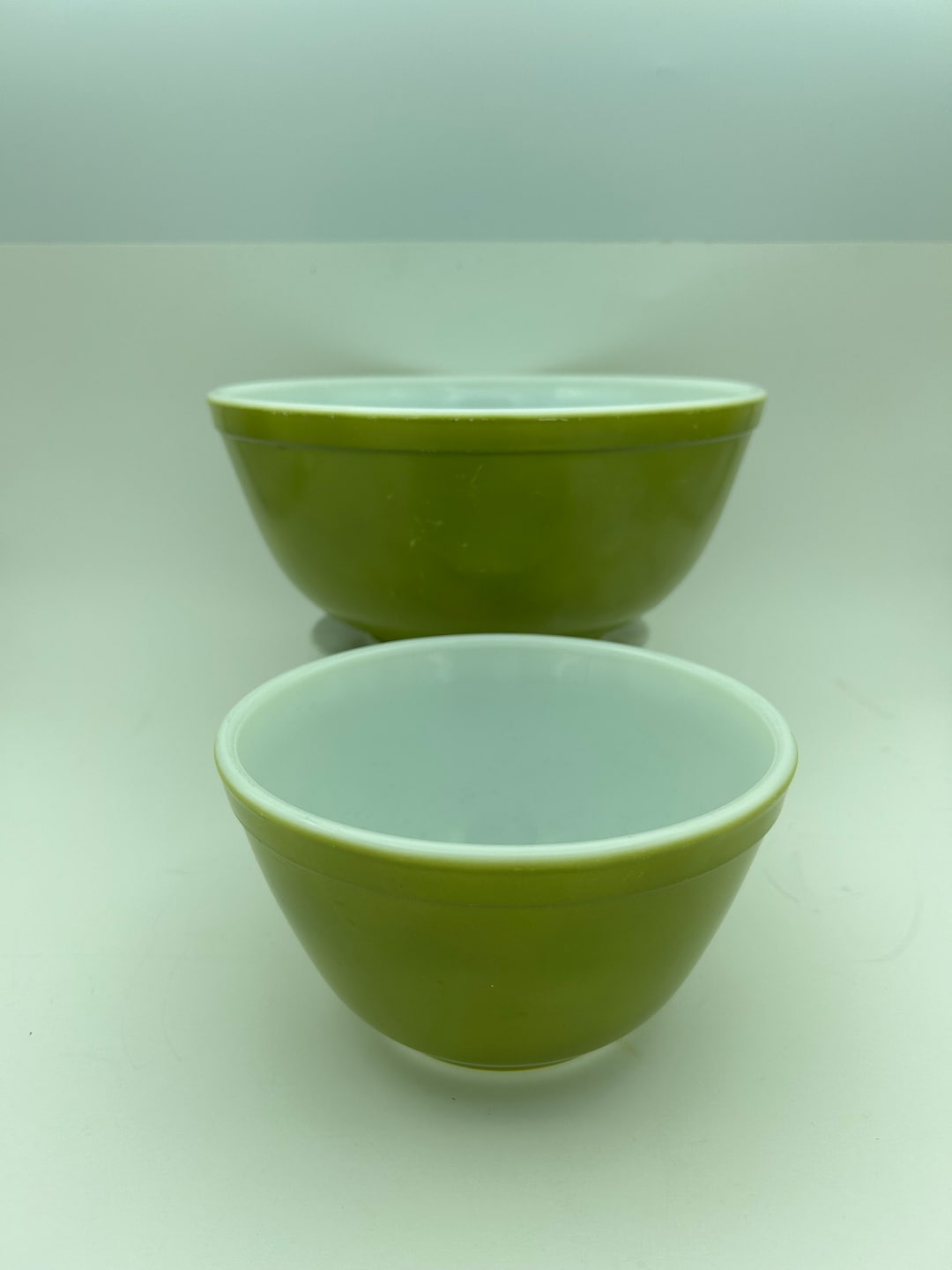 Vintage 2-piece Pyrex Ovenware Verde Green Pattern Avocado Olive Mixing ...