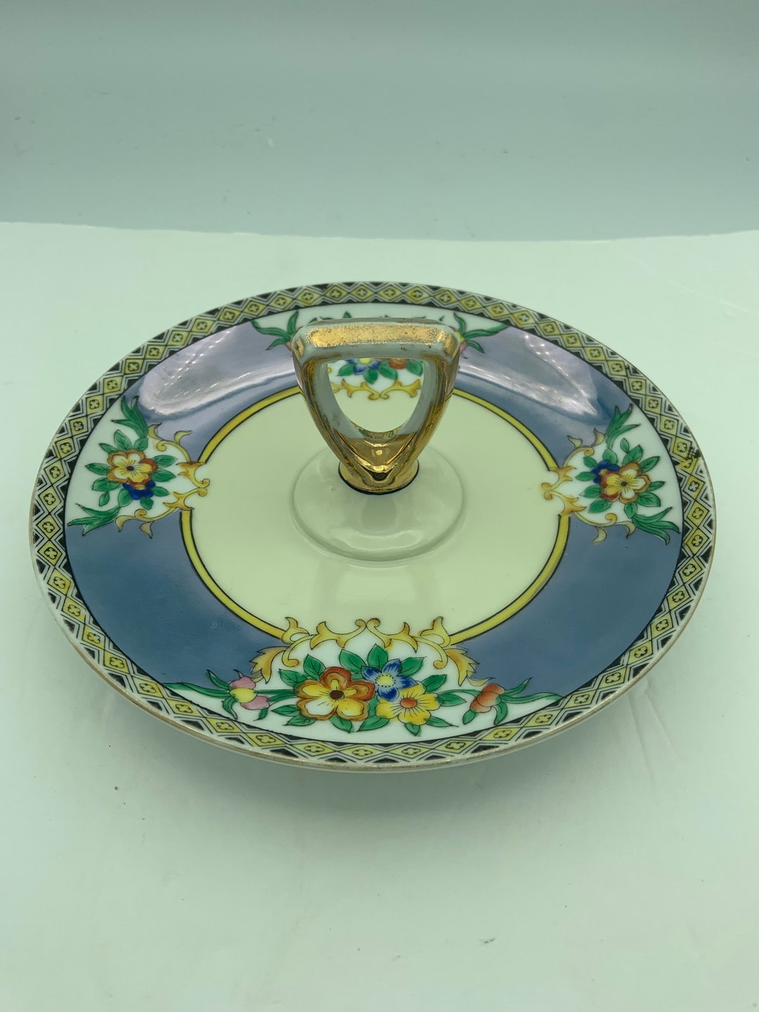 Vintage Handpainted Noritake Morimura "m" Japan Blue Lusterware Floral ...