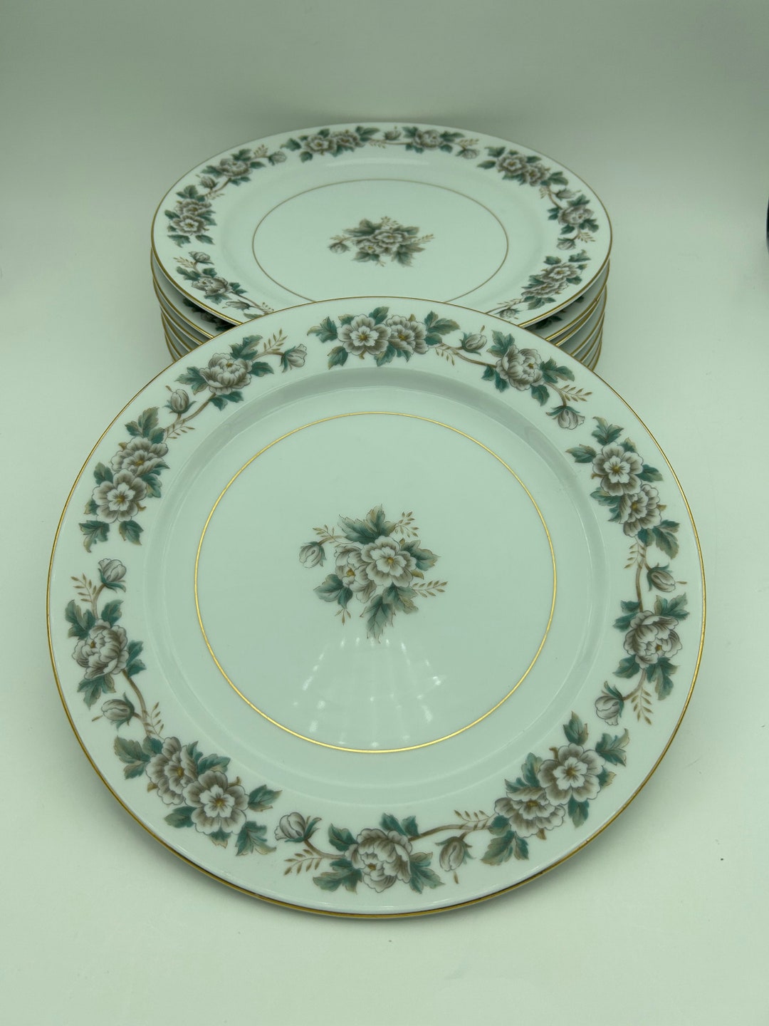 Set of Eight Vintage Noritake China Japan Laurette Pattern #5047 White ...