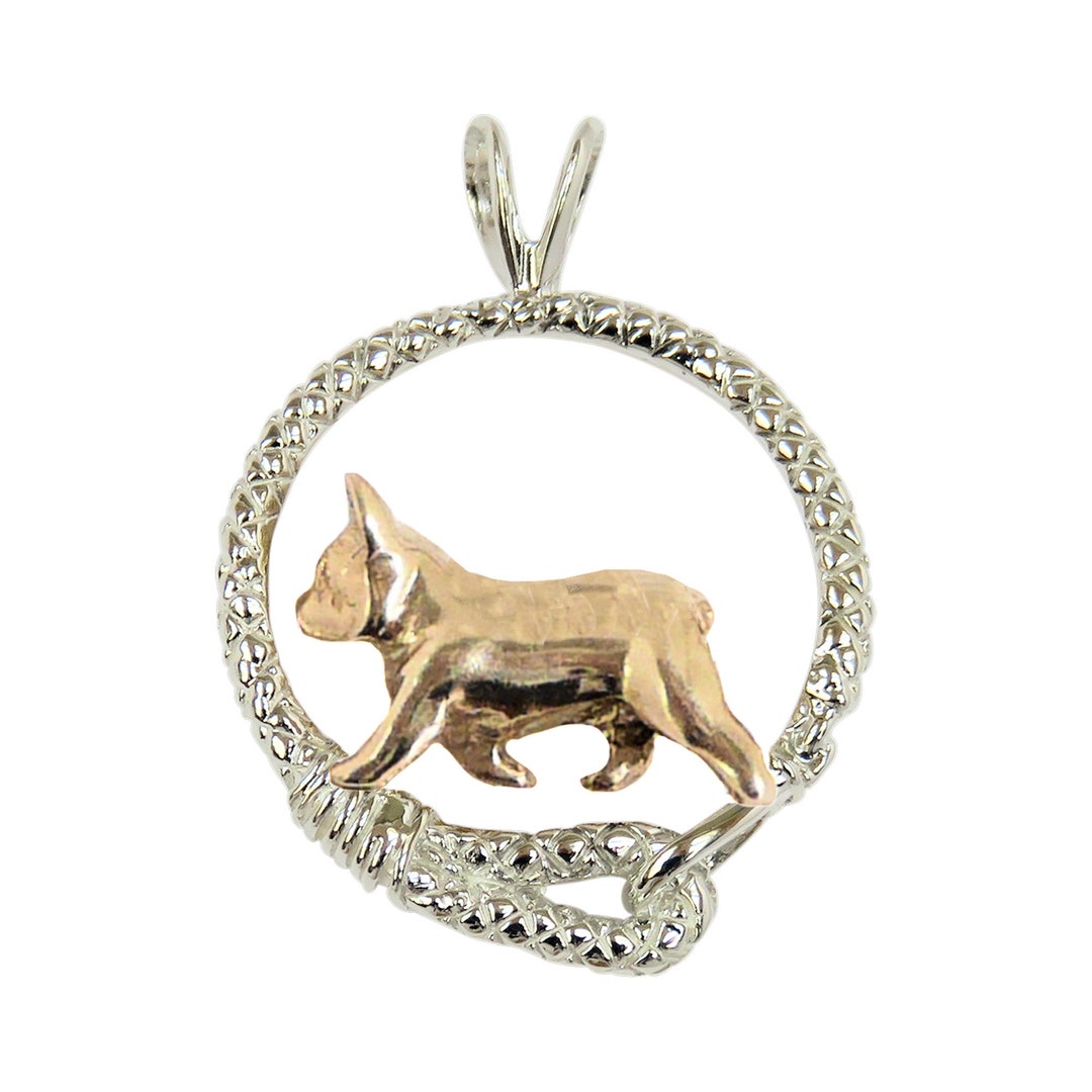 French Bulldog Solid 14K Gold or Sterling Silver Trotting in a Leash ...